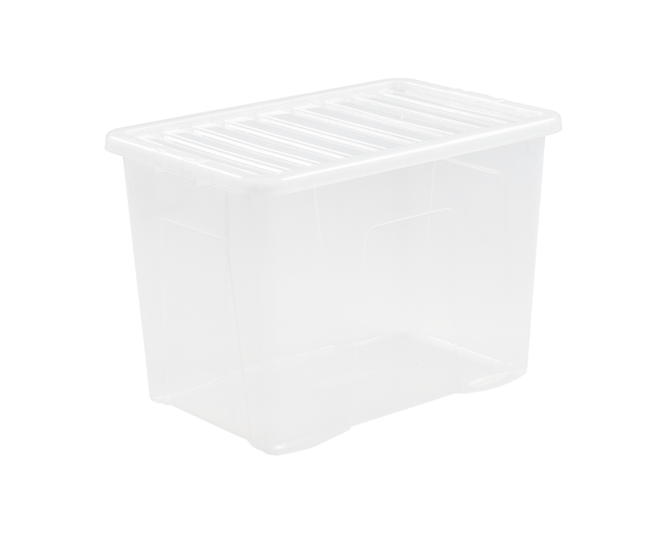 80 Litres CLEAR PLASTIC Large Storage Box With Lids Strong Storage ...