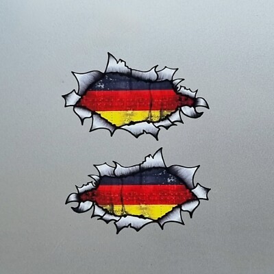 2x German Flag Ripped Metal Oval Vinyl Sticker Decal For Car Van ...
