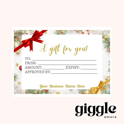 50 personalised business gift vouchers, Christmas Small Biz, A6 Card ...
