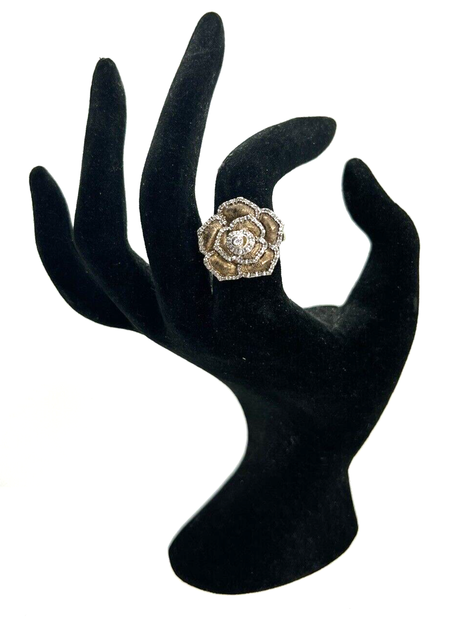 JWBR Jane Seymour Gold Over Sterling Silver Vermeil Diamond Flower Ring ...