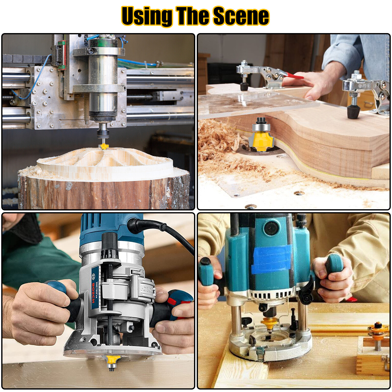 4PCS Round Over Edge Forming Router Bit 1/4" Shank 1/4" 1/8" 3/16" 5/16 ...