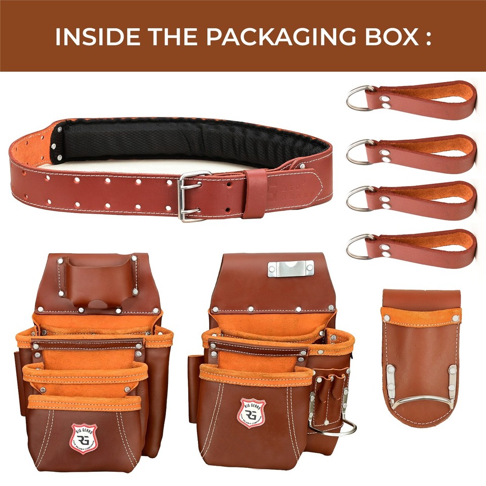 Tool Belt Heavy Duty Carpenter Leather Set constriction tools Organizer ...