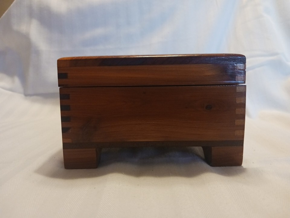 Vintage Mini-Cedar Chest Dovetail Corners Routered Top Decoupaged ...