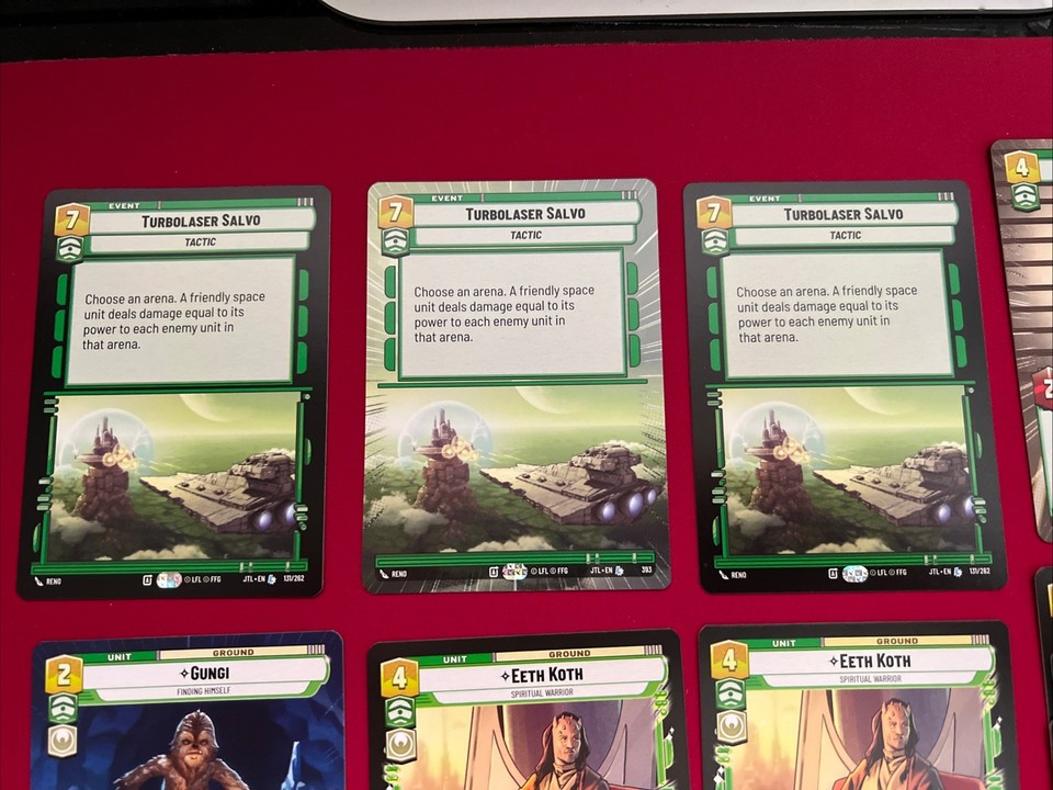 Star Wars Unlimited Lot Turbolaser Salvo Set Hyperspace Legendary Jedi ...