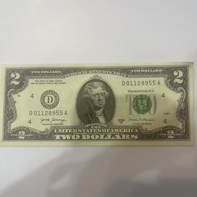 2017 Uncirculated A-Series Low Serial Number 2 Dollar Bill..HALF PRICE ...