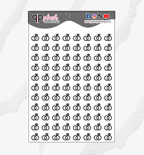 Wedding Rings Icon Planner Stickers, Wedding Anniversary Tracker ...