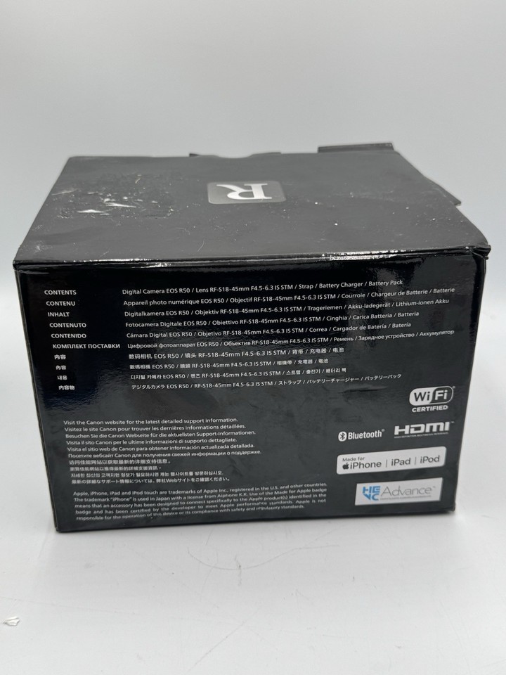 Canon EOS R50 Mirrorless Camera RF-S18-45mm F4.5-6.3 is STM Lens Kit ...