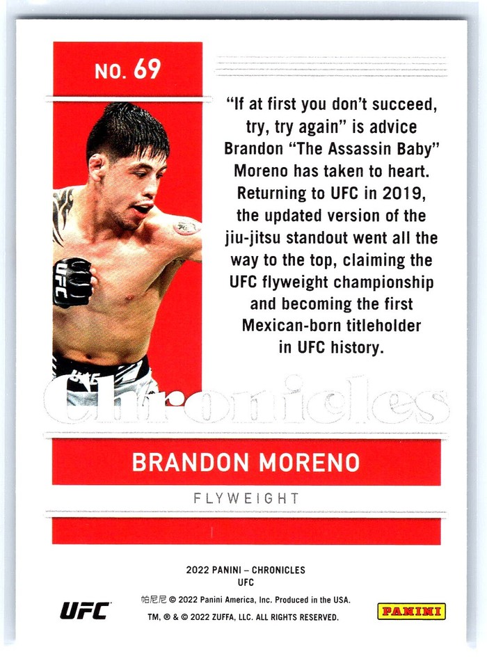 2022 PANINI CHRONICLES UFC PAPER BASE CARD #69 BRANDON MORENO | eBay