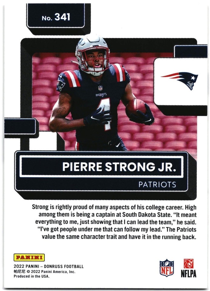 2022 Panini Donruss Pierre Strong Jr. Rated Rookie New England Patriots ...