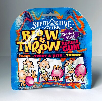 Vintage 1995 Amurol BLOW & THROW Bubble Gum Foil Pouch 5” Candy ...