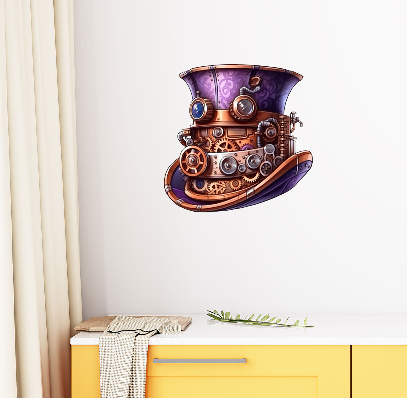 Steampunk Hat Colourful Bedroom Wall Vinyl Sticker Decals j413 | eBay UK