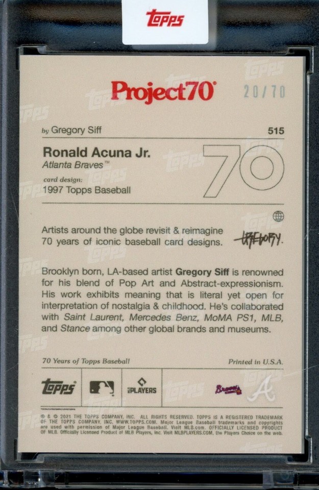 2021 Topps Project 70 Card #515 Ronald Acuna Jr. Gregory Siff Rainbow ...