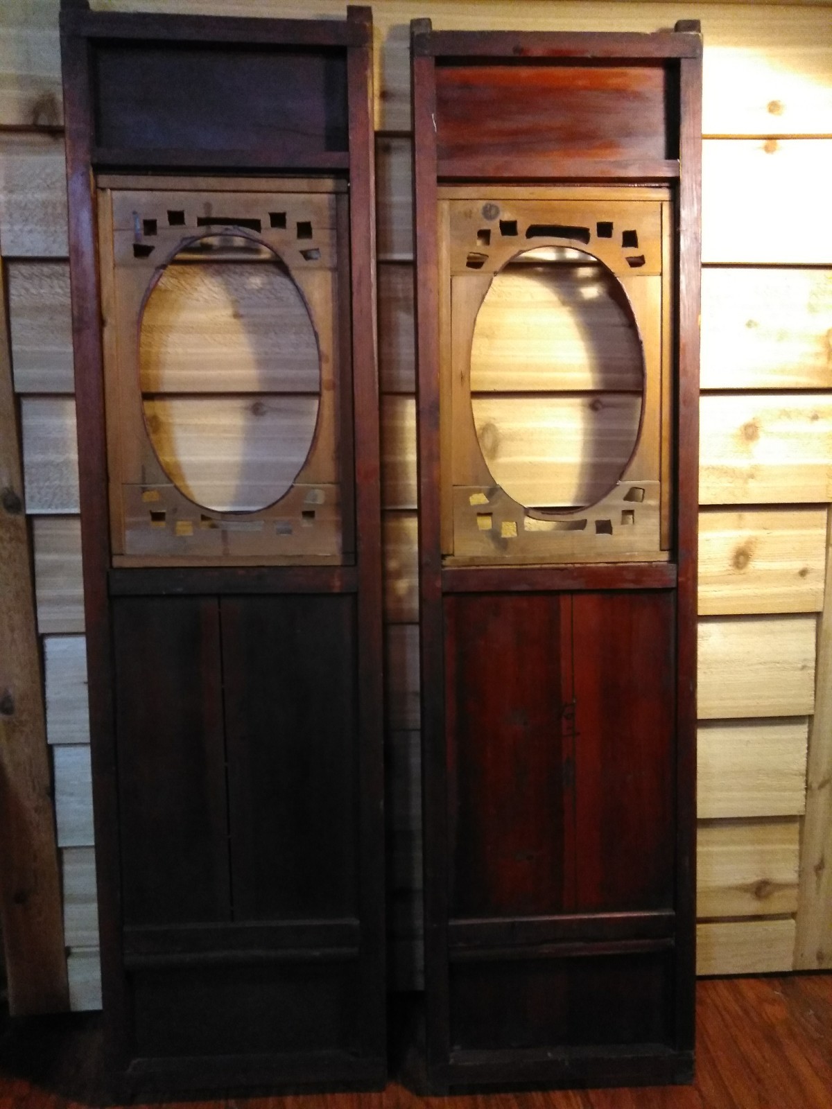 Two Chinese Shutter Hand Carved Painted Panels Opens Antique | eBay