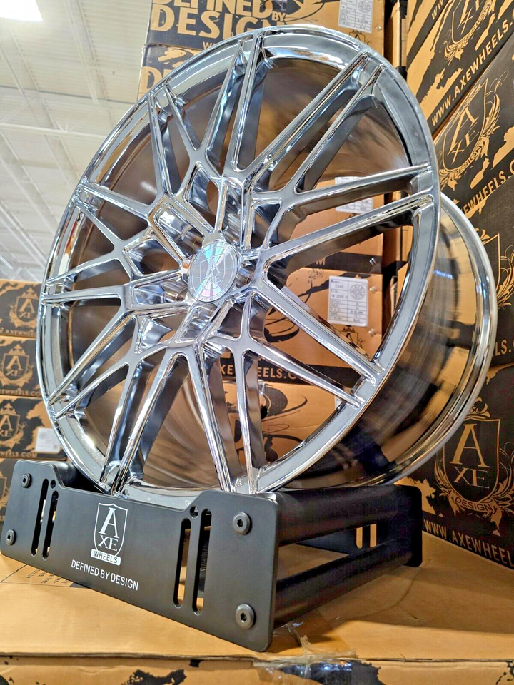 20x9 20x11 Staggered Axe COMPRESSION FORGED Chrome Wheels 5x120.65 ...