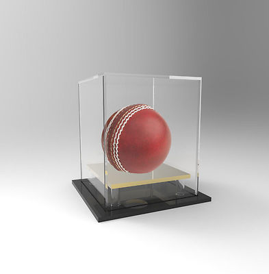 Cricket Ball Display Case, GOLD Base Clear Acrylic Perspex, Memorabilia ...
