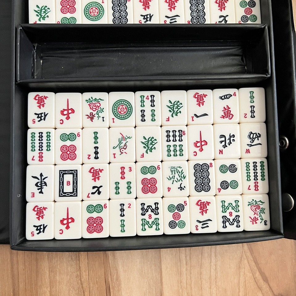 Vintage Mah Jong Set Fujian Lacquer Wares 4 Racks 144 Tiles 172 Sticks ...