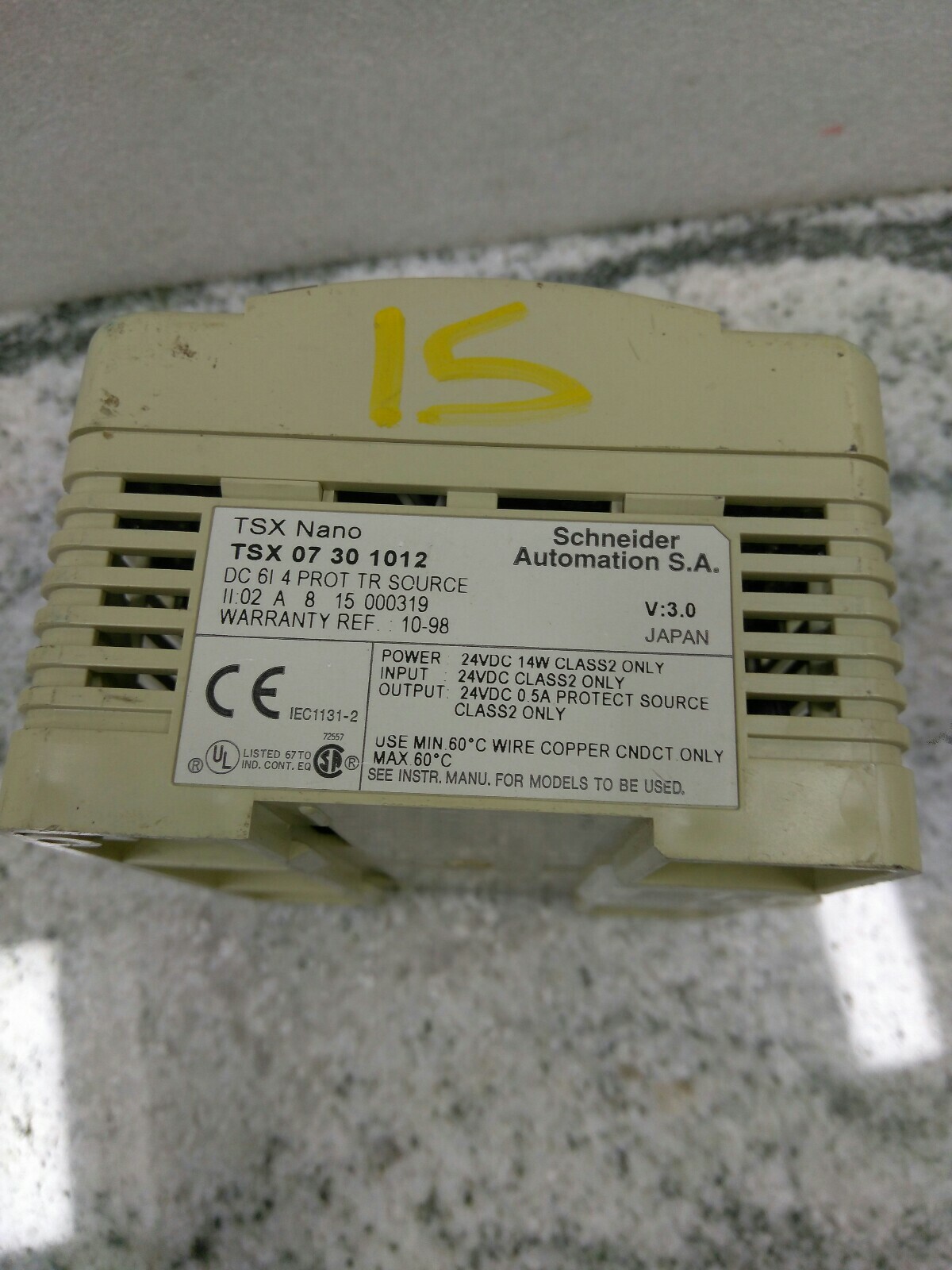 Modicon Telemecanique TSX Nano TSX-07-30-1012 24VDC 14W CLASS 2 (15C1 ...