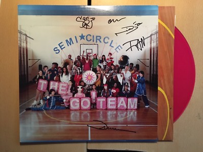 The Go! Team SEMICIRCLE Neon Pink Coloured VINYL LP ALBUM Autographed ...