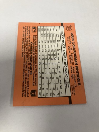 LOU WHITAKER AUTOGRAPHED CARD 298 90 donruss | eBay