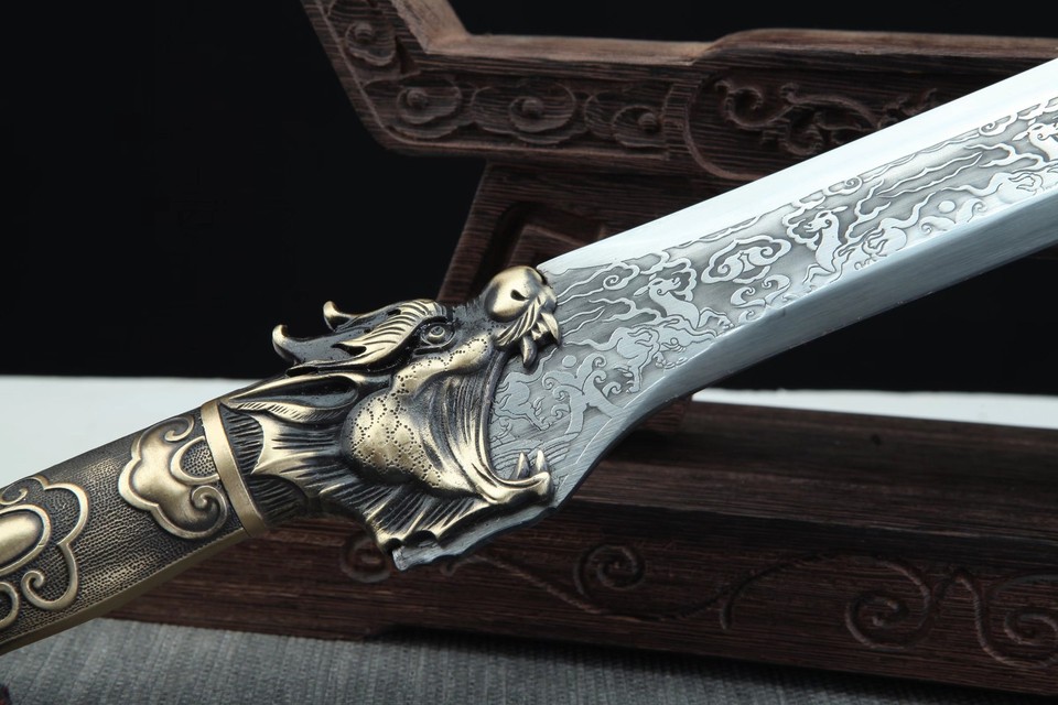 32''Handmade Chinese Dragon Han Dynasty Jian Stainless Steel Double ...