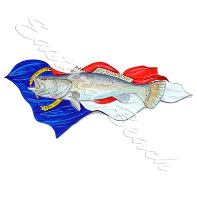 NC Flag & Speckled Trout Art Decal Sticker Car Truck Cooler Cup ...
