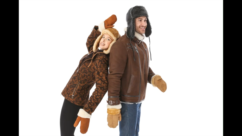 Aviator Trapper Ushanka Leather Shearling Sheepskin Fur Hat - Tan | eBay