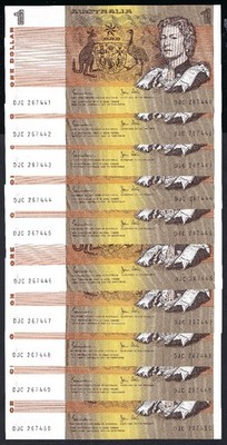10x Australia 1982 QEII Johnston/Stone Consecutive $1 Banknotes R78 ...