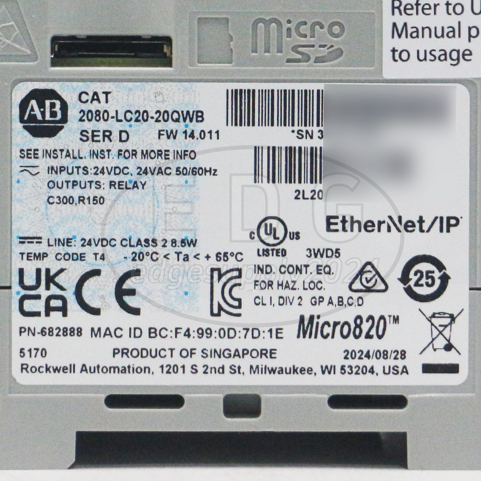 New Allen-Bradley 2080-LC20-20QWB Micro820 20 I/O ENet/IP Controller | eBay