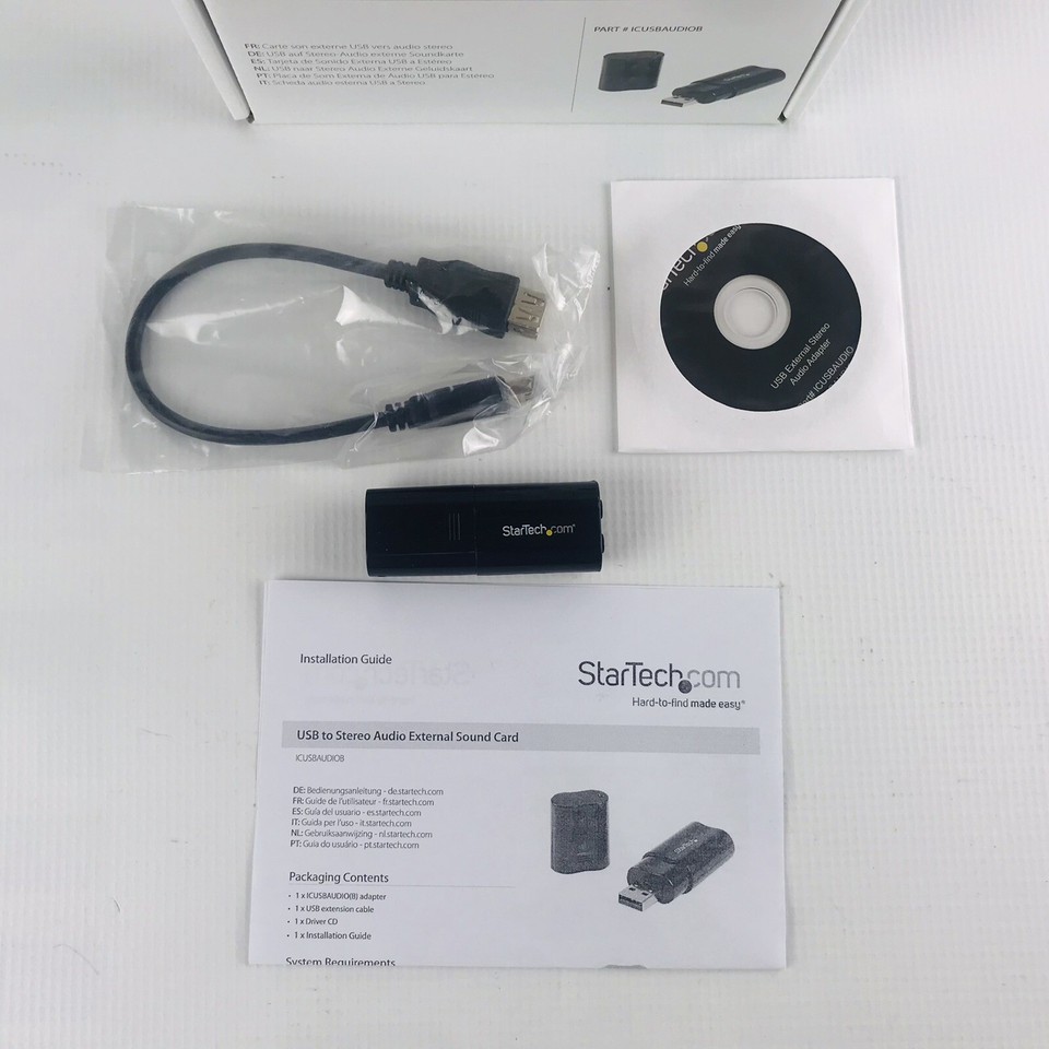 Startech USB Sound Card, 3.5mm audio adapter to USB, External ...