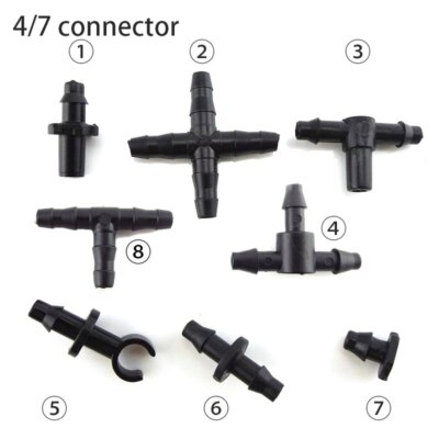 Micro Irrigation Joint Fittings 4/7mm Hose Nozzle Tee Connectors Garden ...