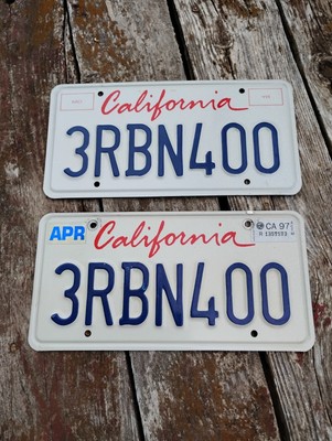 PAIR 1997 California License Plates - "3RBN400" Apr 97 stickers ...