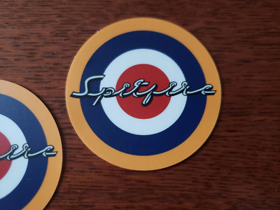 Two Spitfire 2 1/8" Badge Stickers Color Labels Vintage Roundel ...