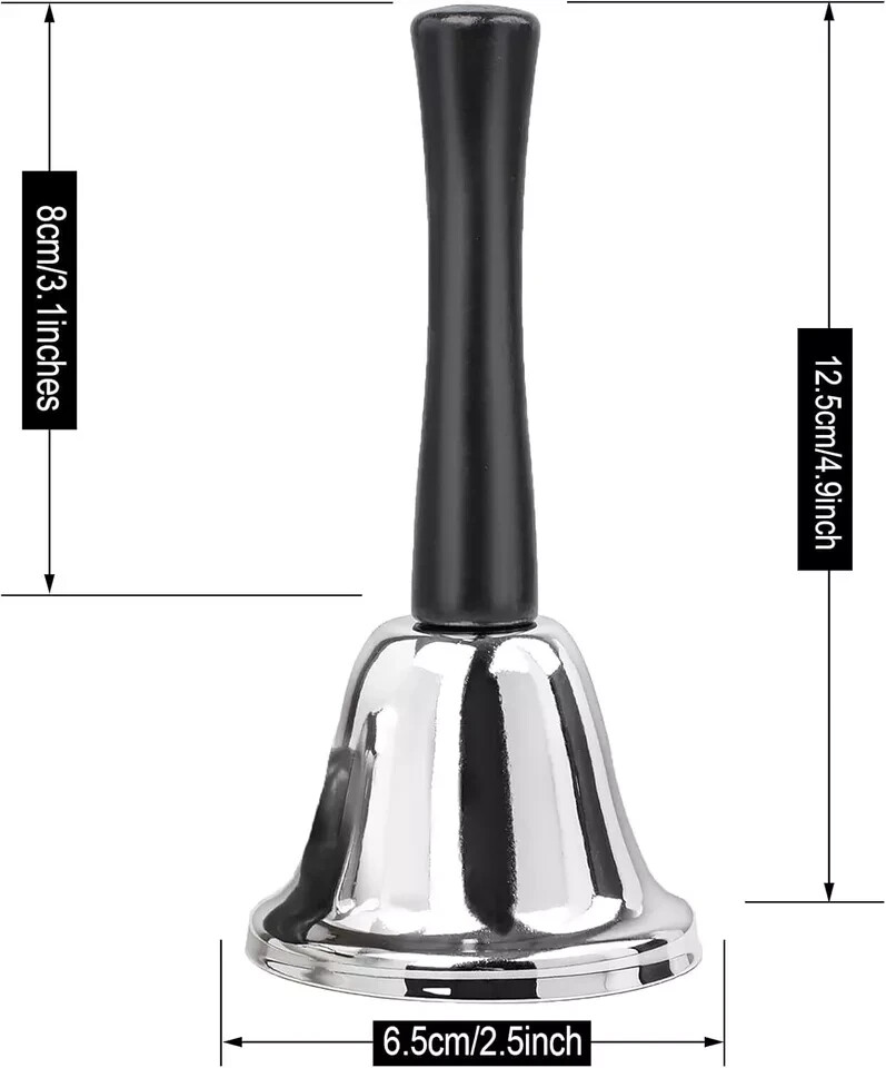 2 Pack Hand Bell, Silver Steel Bell, Ringing Bell with Handle, Dinner ...