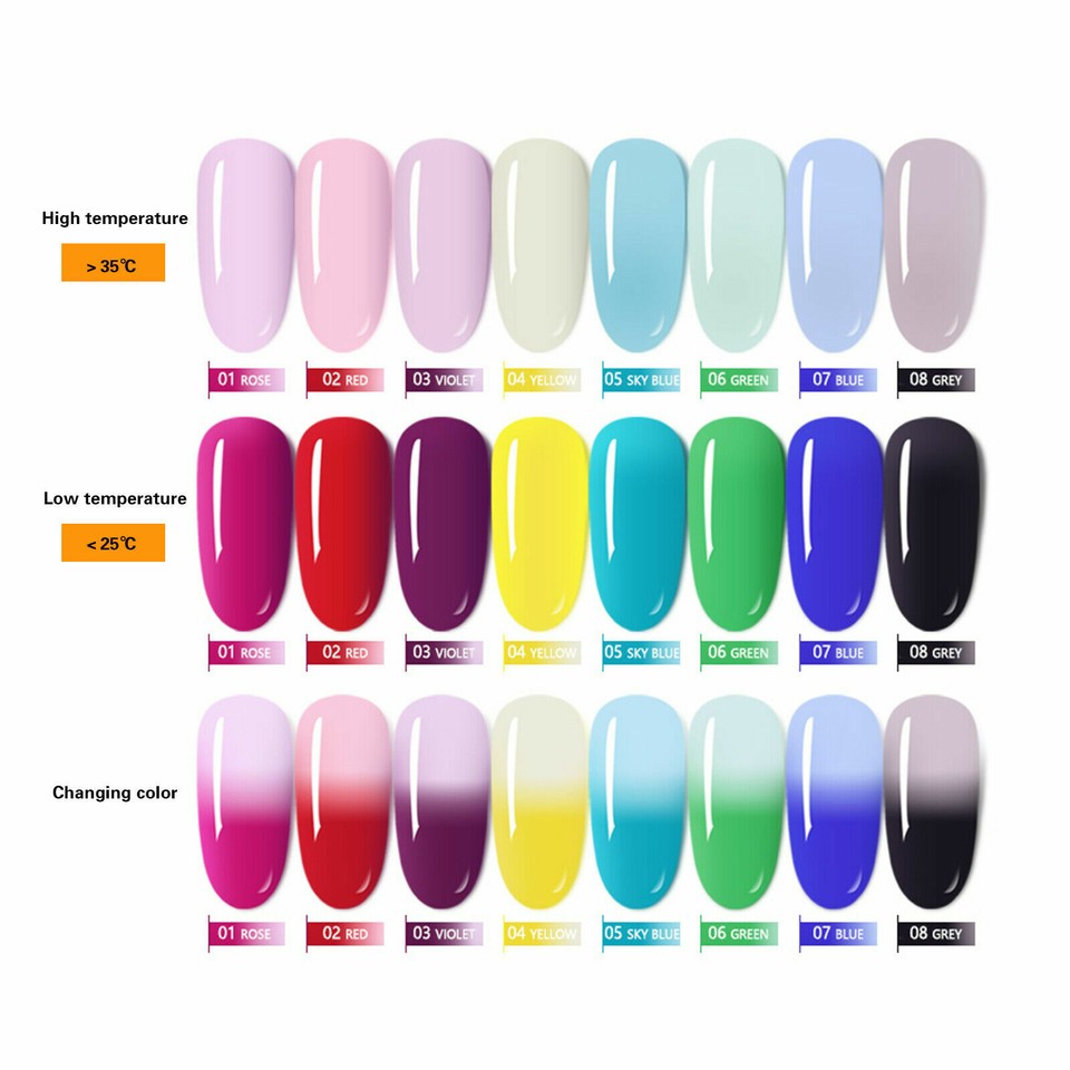 8 Colors Temperature Color Changing UV Nail Building Extension Poly Gel ...