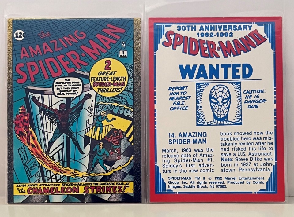 1992 COMIC IMAGES MARVEL SPIDER MAN II 30TH ANNIVERSARY LOOSE TRADING ...