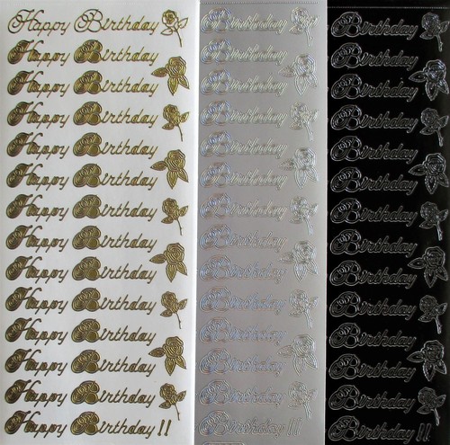 Happy Birthday PEEL OFF STICKERS Script Roses Cardmaking | eBay Australia