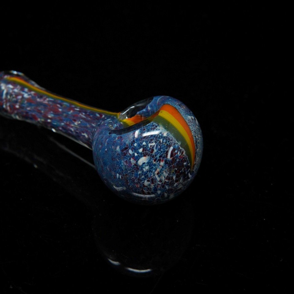 Handmade Blue Confetti Straight Mini Pocket Smoking Bowl Glass Pipe 3.5 ...