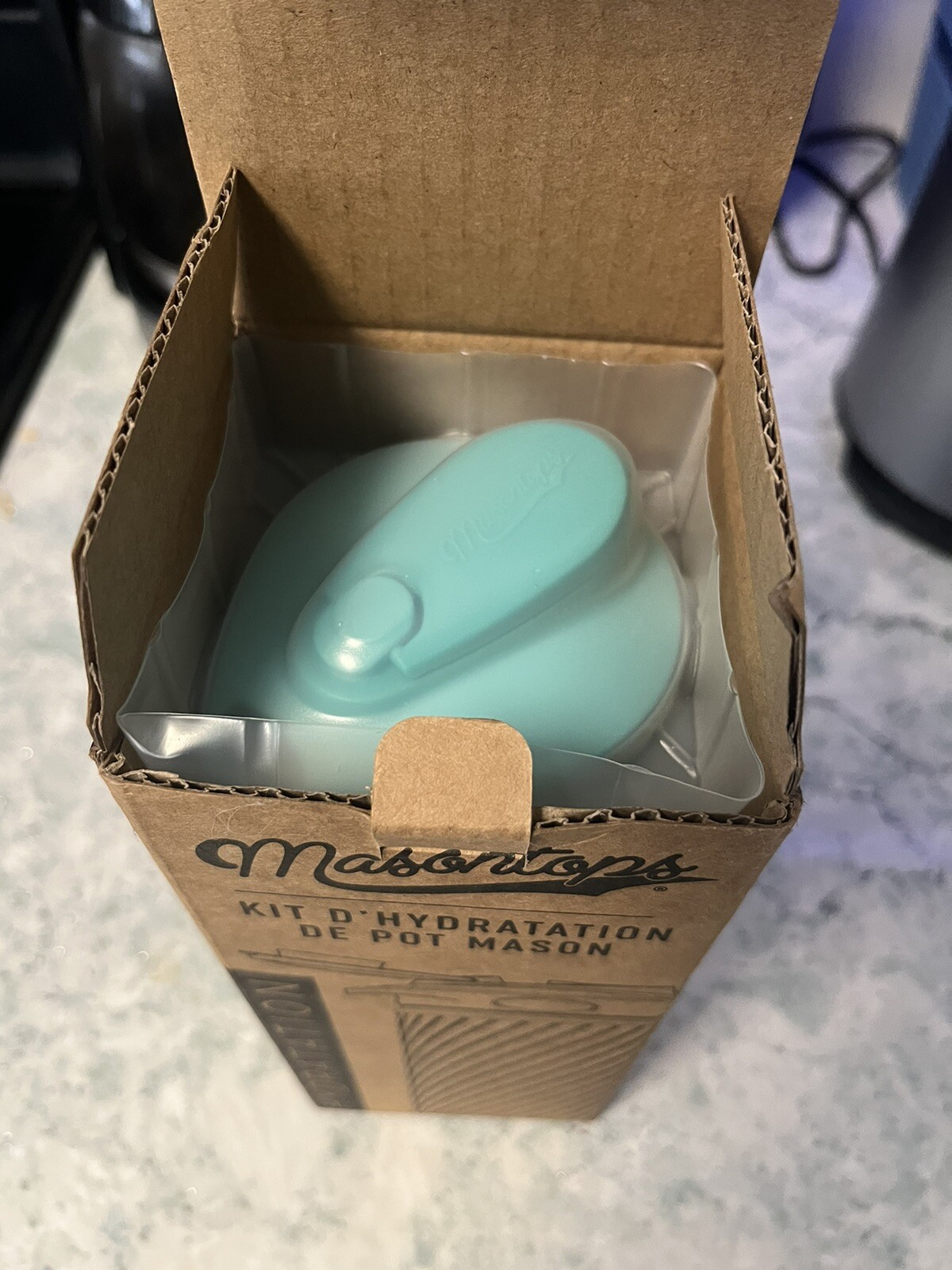 MASONTOPS Mason Jar Hydration Kit Glass Water Bottle Teal Neoprene ...