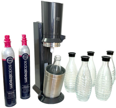 ⭐ SodaStream Aqua Fizz Soda Maker with x6 Glass Carafes Extra - Black ...
