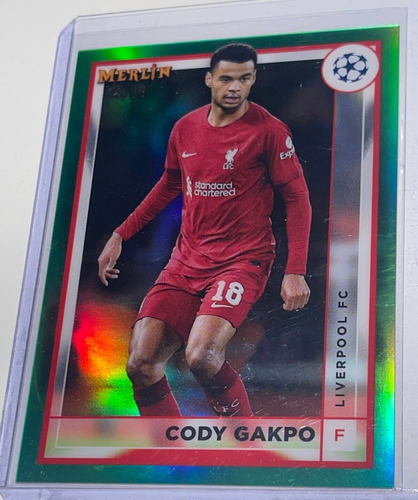 RARE CODY GAKPO /99 GREEN REFRACTOR 2022-23 TOPPS MERLIN LIVERPOOL FC ...