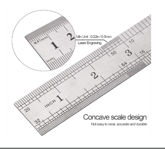 3Pcs Stainless Steel Ruler Set 6 8 12 Inch Metal Ruler with Inch and ...