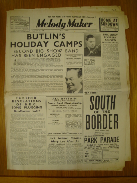 MELODY MAKER 1939 JUN 3 BILLY THORBURN ERIC SIDAY JAZZ | eBay