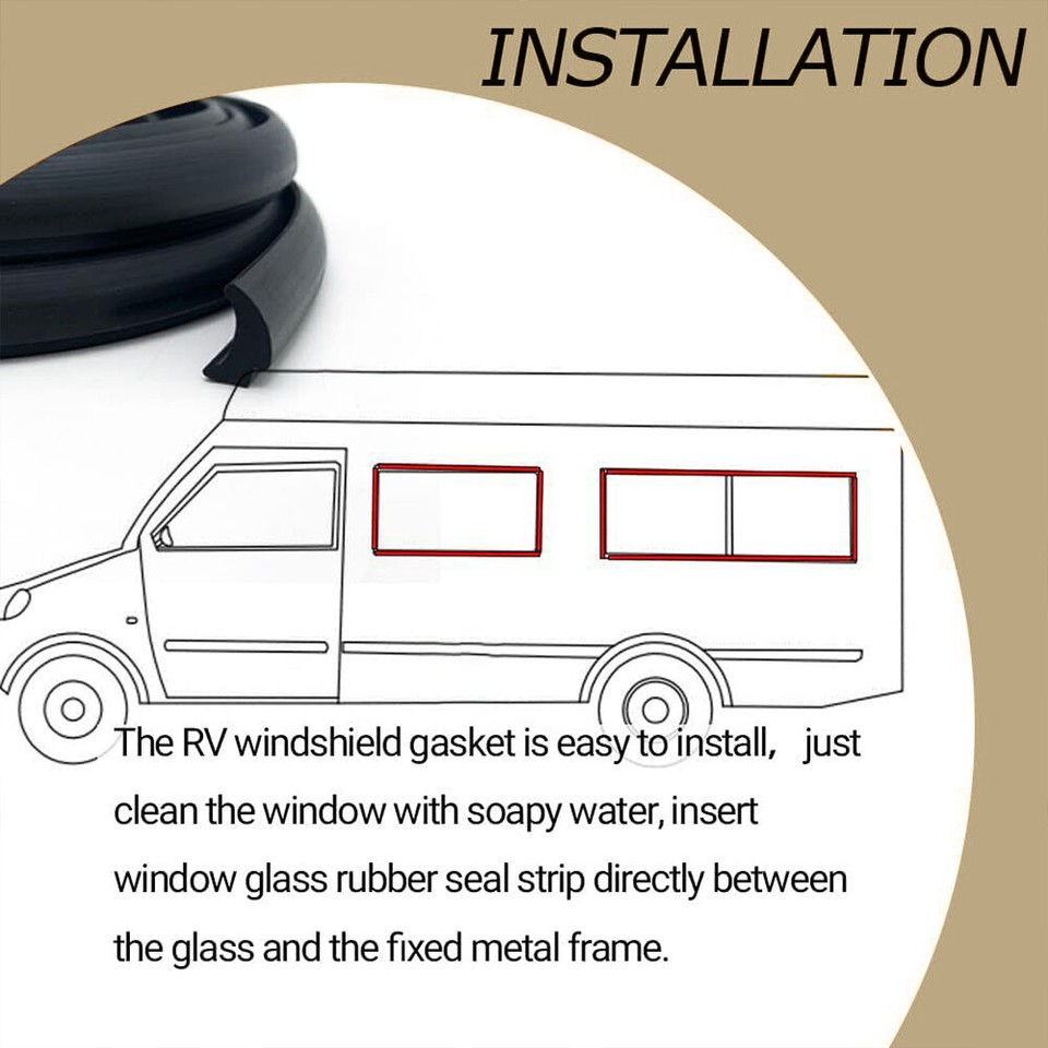 9.8feet RV Trucks Window Rubber Strip Weatherproof Seal 1/2x1/4 For ...
