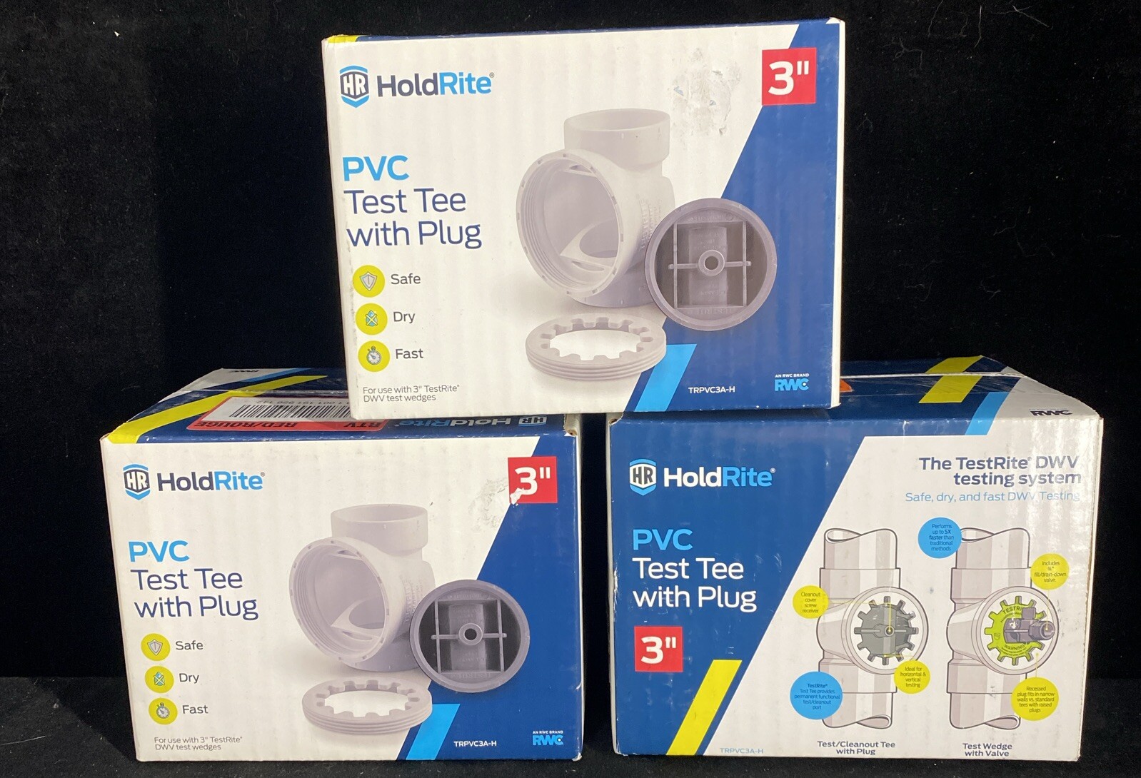 Test Tee & Plug HOLDRITE Testrite 3 in. PVC Schedule 40 Hub Lot Of 3 | eBay