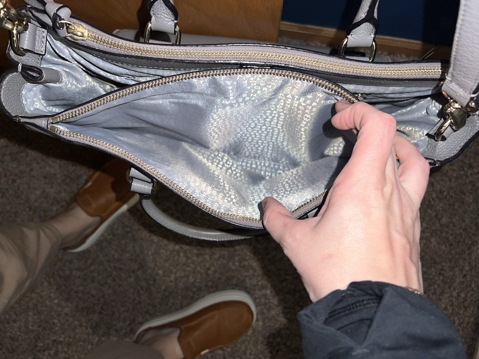 Kate Spade New York Gray Pebbled Satchel Gold Hardware Detachable Strap ...