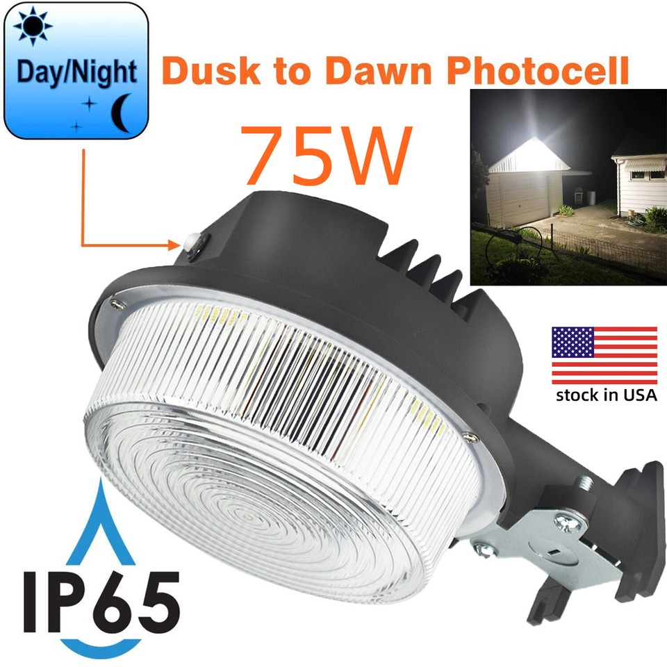 75W Dusk to Dawn LED Outdoor Security Light Photocell IP65 5500K DLC ...