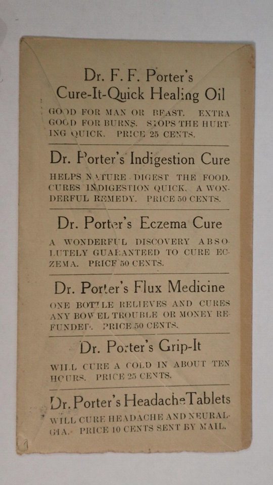 1915 Paris TN Porter Medicine Company 6 Remedies Cold Flux 2c Red Ad ...
