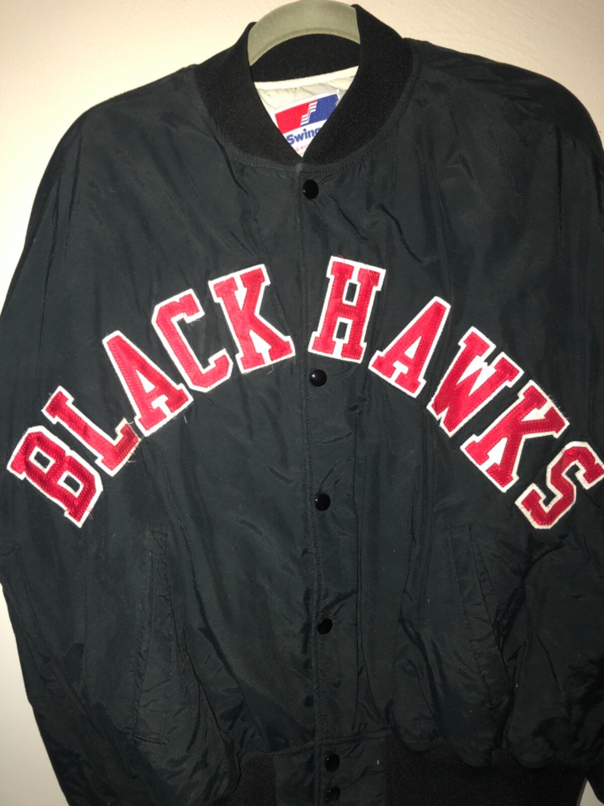 VINTAGE CHICAGO BLACKHAWKS NHL SWINGSTER HOCKEY COAT JACKET USA MADE SZ ...