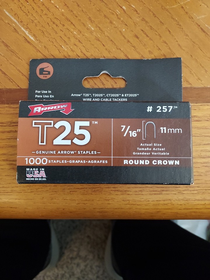 Arrow Fastener 257 T25 7/16-Inch 11mm Round Crown Staples, 1,000-Pack ...