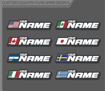 Custom Country Flag Name Decal | Personalized Bike Sticker | Water ...